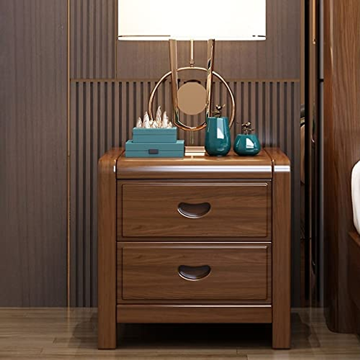 FFNUM Bedside Table Wood Bedside Cabinet Storage Cabinet Living Room Bedroom New Chinese Style Bedside Storage Drawer Small Cabinet Night Stand