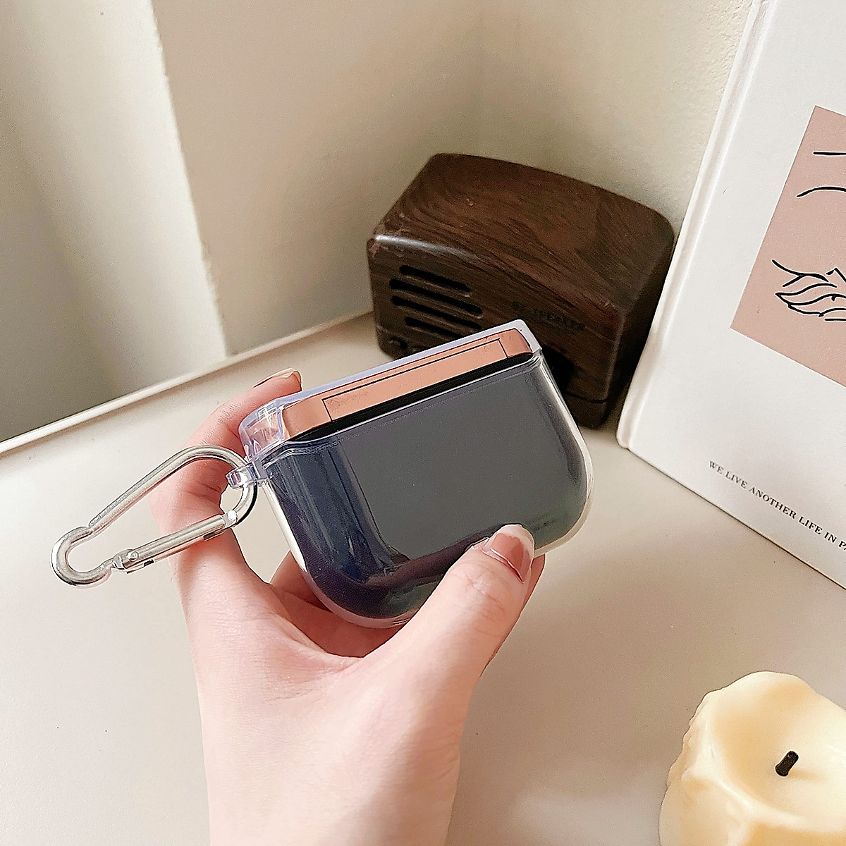 Cute Cartoon Style Soft TPU Protective Crystal Clear Transparent Case Cover Compatible with Sony WF-1000XM3 Earbuds, Protective Skin Sleeve with Key Chain (Clear)