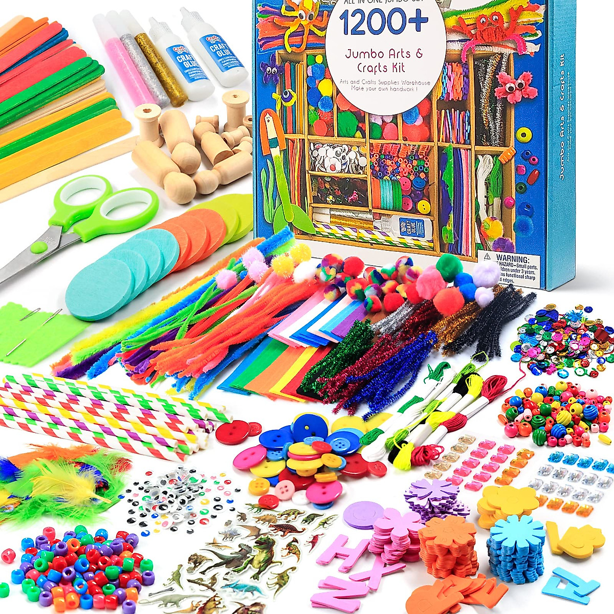 Craft Spot! Art and Craft Supplies for Kids, All in One DIY Crafting Collage Arts Set with Exquisite Gift Box, Craft Art Supply Kit for Toddlers Age 4 5 6 7 8 9
