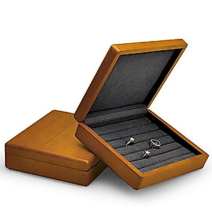 Oirlv Solid Wood Ring Jewelry Box Organizer Earrings Jewelry Drawer Organizer Tray with Lid (Grey)