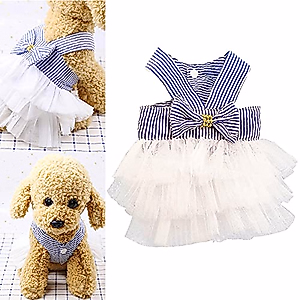 TTBDWiian Dress with Bowknot Lace Dog Dress Girl Puppy Clothes Clothes Birthday Party Doggy Gown Dog Princess Dresses