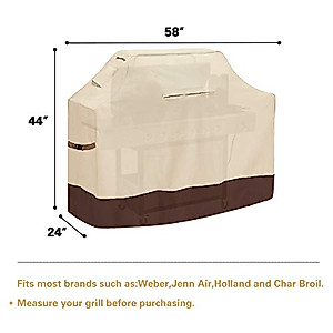 Vailge Grill Cover,58-inch Waterproof BBQ Cover,600D Heavy Duty Gas Grill Cover, UV & Dust & Rip & Fading Resistant,Suitable for Weber, Brinkmann, Char Broil Grills and More,Beige