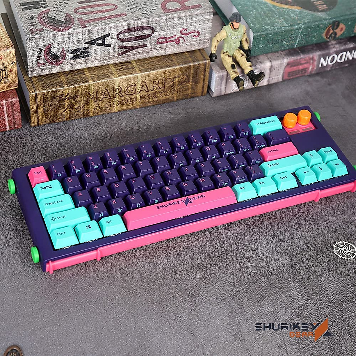 Shurikey 65% Wireless Mechanical Keyboard, Wired Gaming Keyboard, White LED Backlit (Varmilo EC V2 Moxa Switch) for Windows Mac OS Android - Hanzo 003