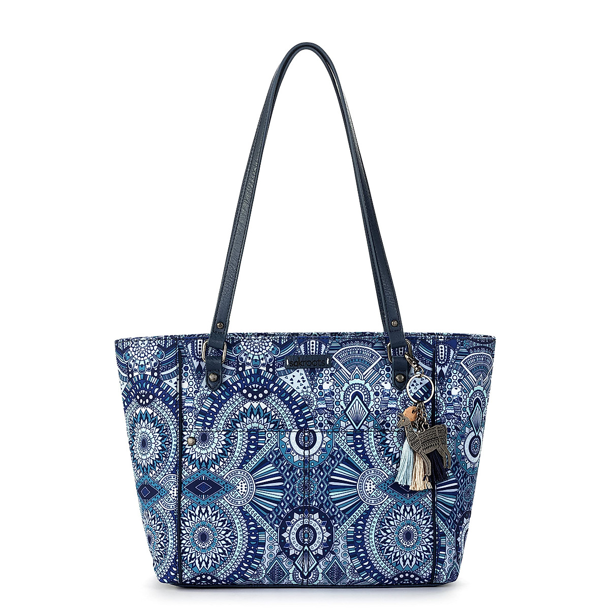 Sakroots Metro Tote Bag in Eco-Twill, Large & Roomy with Zip Closure, Navy Wanderlust