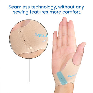 Velpeau Elastic Thumb Support Brace Layer (2 PCS) - Soft Thumb Compression Sleeve Protector for Relieving Pain, Arthritis, Joint Pain, Tendonitis, Sprains, Sports (Medium)