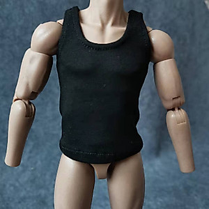 SSbeauty M 1/6 Custom Scale T-Shirt Sleeveless Vest Clothes for 12" Male & Female Action Figure Doll Clothes Toy (Black + White)