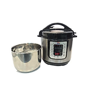 W4H 6 Qt 8-in-1 Multi-Use Programmable Electric Pressure Cooker for Rice, Steam, Meat, Stew, Pressure Cooking, Slow Cooking, Saute - Touch LED Panel, Stainless Steel, Dishwasher Safe - Silver, 6 L