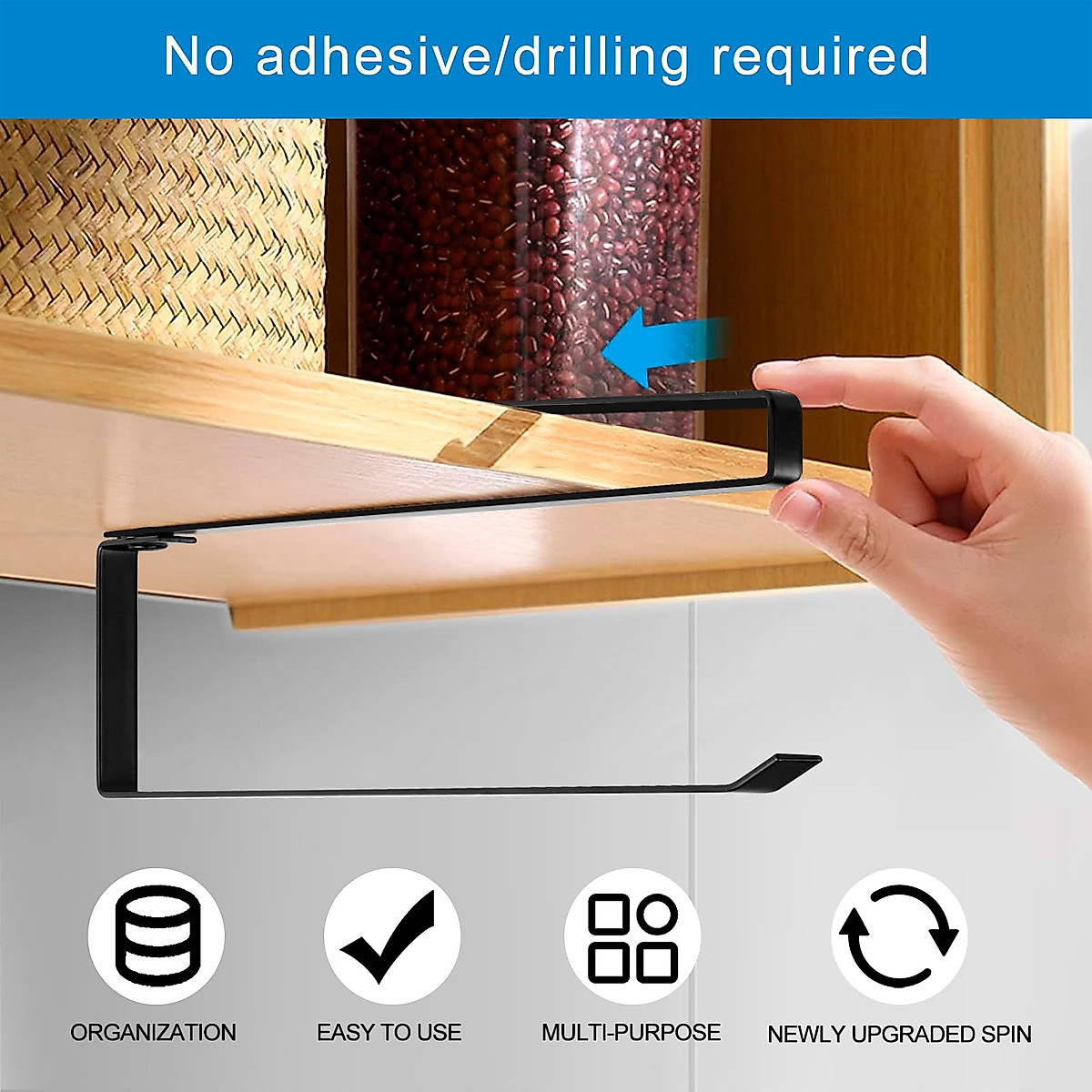 KOTTVR Latest Style Rotation tumbler lid organizer，lid organizerUp to 20 Lids,cup lid organizer,lid organizers inside cabinet,Hook for Kitchen Organizer and Storage,paper towel holder under cabinet