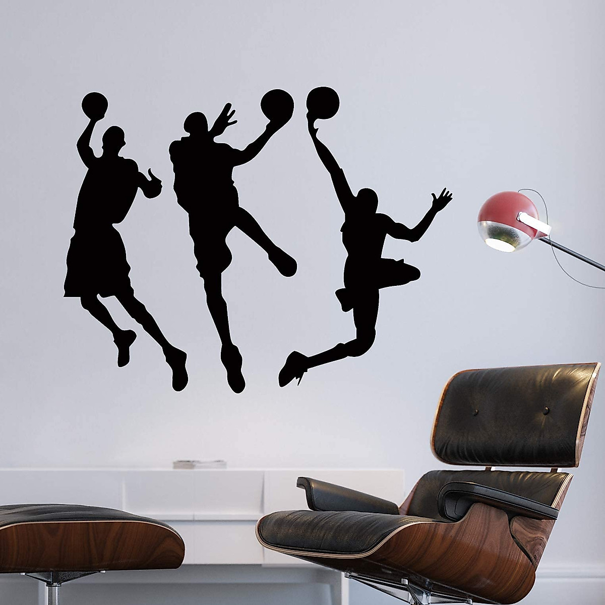 Amaonm 31.5" x 53.1" Removable DIY Vinyl Three Basketball Players Slam Dunk Silhouette Wall Decals Spoting Basketball Duck Layup Sporter Wall Sticker for Kids Room Boys Bedroom Classroom