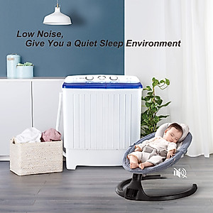 Spurgehom Mini Twin Tub Portable Washing Machine, 20 lbs Large Capacity Washer and Dryer Combo for RV Camping, Apartment, Dormitory, Home, Washing Machine for Students & Tenants，Blue & White