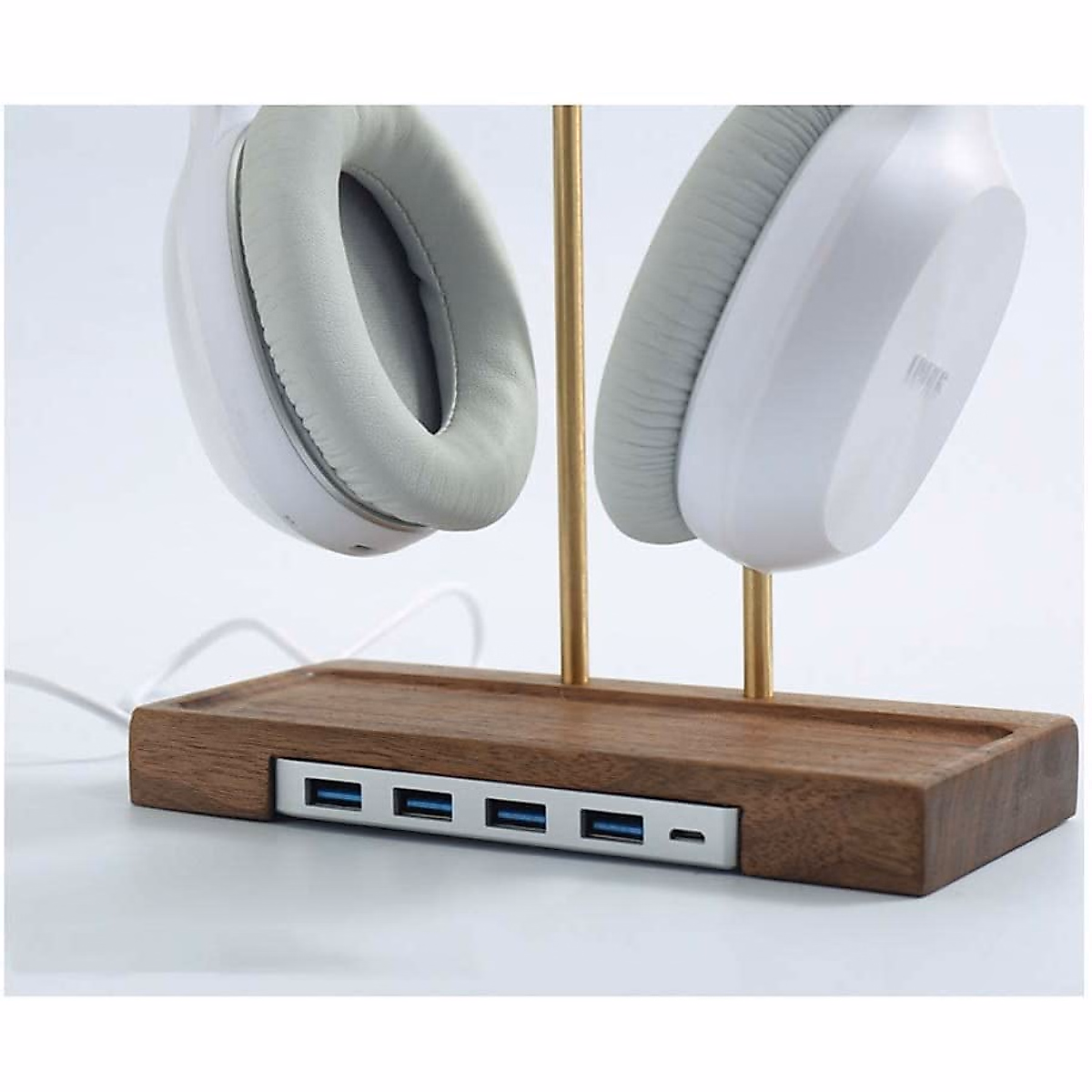 ANIIC Headset Stand Wooden Headphone Stand Brass Creative Black Walnut Headphone Shelf Bracket ...