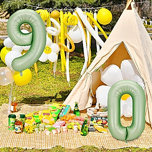 YFHVJTKO 40 Inch Number 15 Foil Balloons 15th Celebration Decorations for Happy 15th Birthday Party Wedding Bridal Shower Engagement Photo Shoot Anniversary Decoration, Number 15 Olive Green Balloon