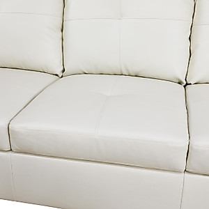 NicBex Sectional Couches for Living Room 2 Pieces Modern Sectional Sofa with Right Chaise Sectional Couch with Solid Frame Classic L Shape Sectional Sofa Set with Faux Leather, White