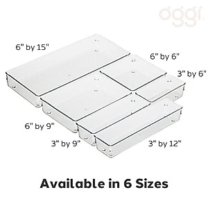 Oggi Clear Drawer Organizer - 3" X 12" - Ideal for Organizing Kitchen Drawers, Office, Desk, Silverware, Kitchen Utensils, Cosmetics and Bathrooms