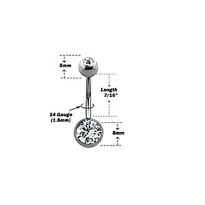 Satix Belly Piercing Kit - 14G Titanium Belly Button Ring 7/16" 8mm and 5mm Gem Ball Navel Ring with Navel Piercing Needle, A-lcoholPad, Gloves, Forceps Clamp Tool Kit for Women Men