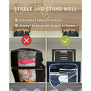 Clothes Storage Boxes Bins - 72L x 2 Large Organizers With Steel Frame , Tulab Foldable Oxford Containers Set, Clear Window & Reinforced Handles, Waterproof, for Closet, Bedding, Blankets (2-Pack, 20.07”x 15.73” x 14”)