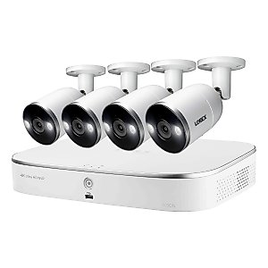 Lorex 4K Security Camera System, Fusion 8-Channel 3TB NVR with 4 Ultra HD IP Wired POE Metal Security Cameras with Smart Deterrence, Motion Detection Video Surveillance