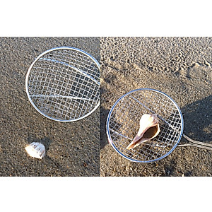 Sand Dipper Full Size Beach Scoop Shovel & Sifter Tool for Beachcombing – Adjustable Sea Glass, Shell, Shark Tooth Sifter for the Beach – Can Be Used as a Walking or Hiking Stick Too – Blue, 4” Basket