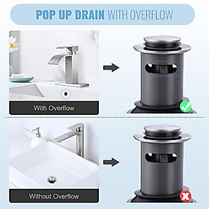 ALEASHA Bathroom Sink Drain with Overflow Vessel Sink Stopper,Pop Up Drain for Bathroom Sink Pop Up Drain Stopper for Hair Catcher,Brushed Nickel
