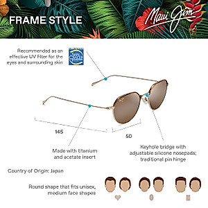 Maui Jim Men's and Women's Island Eyes Polarized Classic Sunglasses, Gold/HCL® Bronze, Medium
