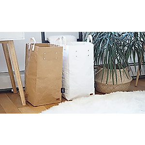 Deeablo New York Sustainable Reusable, Highly Versatile, Washable Paper Bag for Recycling, Multipurpose Recycling Basket, Recycling Bag, Laundry Basket (Brown)