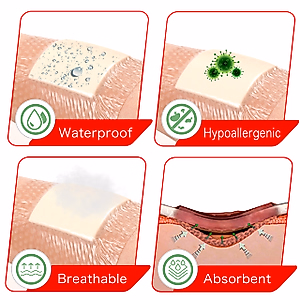 FRESINIDER Silicone Foam Dressing with Adhesive Border – Wound Dressing Bandage – Silicone Foam Pad – Pack of 10 – 3 x 3 Inches Large Waterproof Bandages – Self Adhesive Wound Care and Dressings