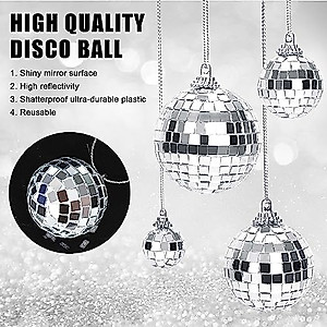 32Pcs Mirror Disco Ball Decorations,Mini Mirror Disco Ball 70s Disco Party Hanging Ornaments,Reflective Disco Ball for Holiday Party Decor with Rope(2.4 Inch, 2 Inch, 1.6 Inch, 1.2 Inch)
