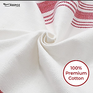 KEEPOZ Kitchen Towels, 16 x 25 Inches, 100% Ring Spun Cotton Dish Towels for Drying Dishes, Super Soft and Absorbent Tea Towels and Bar Towels Set Dish Cloths and Dish Rags for Drying (12 Pack, Red)