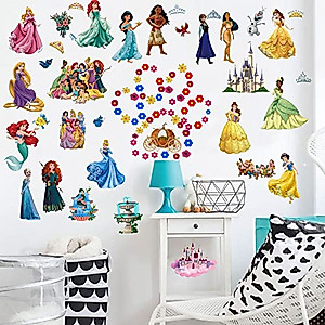 KEOJUE Princess Wall Decals Stickers, Peel and Stick Wall Decals for Girls Room Removable Wall Art Decor for Baby Nursery Girls Bedroom
