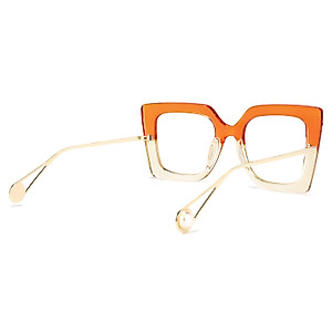 Zeelool Chic Oversized Thick Square Eyeglasses Frame for Women with Non-prescription Clear Lens Qatar ZOP01892-05 Orange