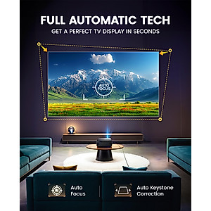 [Auto Focus] Projector with WiFi 6 and Bluetooth 5.2, 480 ANSI Projector 4K, WiMiUS P62 Native 1080P Outdoor Movie Projector, Auto 6D Keystone & 50% Zoom, Smart Home Projector for Phone/PC/TV Stick