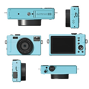 Digital 1080P FHD Mini Video Camera 24MP with 3 inch LCD Screen, Portable Micro Single Mirrorless Camera 16X Digital Zoom, Rechargeable Students Compact Pocket Camera, for Kids,Adult,Beginners(Blue)