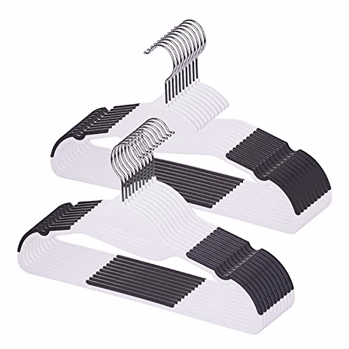 DAMAHOME 50PK Coat Hangers Non Slip - Space Saving Plastic Clothes Hangers, Slim Pant Hangers, U-Slide, Heavy Duty, 360°Swivel Hook, White