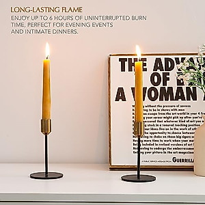 12 Dripless 8" Long Beeswax Taper Candles, 100% Natural Beeswax Taper Candles, Smokeless Tall Candlesticks, Decorative Long Burning Time, Drip Free Beeswax Candle Sticks for Home, Wedding, Dinner, etc