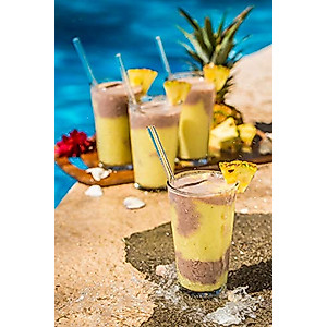 Hummingbird Glass Straws Clear Straight 9" x 7 mm Long Reusable Straw Designed for Yeti and Starbucks Style Tumblers Made Wth Pride in USA - 4 Pack With Cleaning Brush