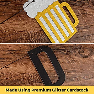 Dirty 30 Birthday Decorations - Black & Gold Glitter Beer Banner - 30th Birthday Decorations for Him - Happy 30th Birthday - 30 Birthday Decorations for Men - Dirty Thirty Birthday Party Supplies