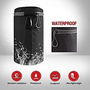 TYCKA Lens Pouch, Water Resistant Camera Lens Case Bag with Zipper for DSLR Camera Lens 4 Sizes, Black