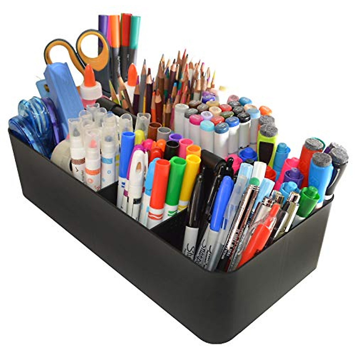 Enjoy Organizer - 8 Compartments DIY Dividers,Large Portable Caddy, Multi Purpose,Stackable, Modern Solution for School, office, Desktop Endless use of your Choice -MADE IN USA (Black)