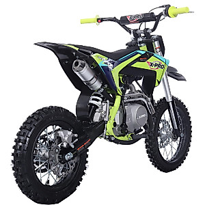 X-PRO 125cc Kids Dirt Bike Pit Bike Youth Dirt Pit Bike with 4-Speed Semi-Automatic Transmission, Big 14"/12" Tires! (Green)