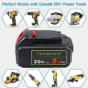 TENMOER 2 Pack 5.0Ah Compatible with Dewalt 20V 5.0Ah Battery Replacement for Dewalt 20V Batteries Power Tools