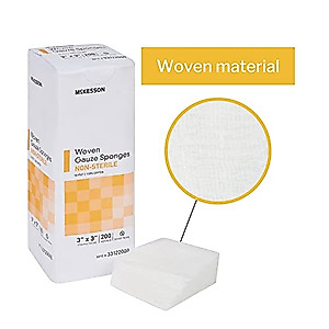 McKesson Woven Gauze Sponges, Non-Sterile, 12-Ply, 100% Cotton, 3 in x 3 in, 200 Per Pack, 20 Packs, 4000 Total