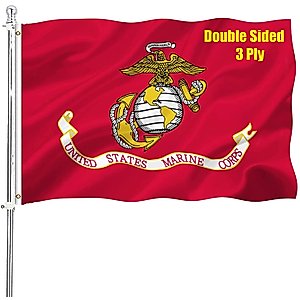 Marine Corps USMC Flag Double Sided 3x5 Outdoor Heavy Duty US Military Army Flags Long Lasting with 2 Brass Grommets