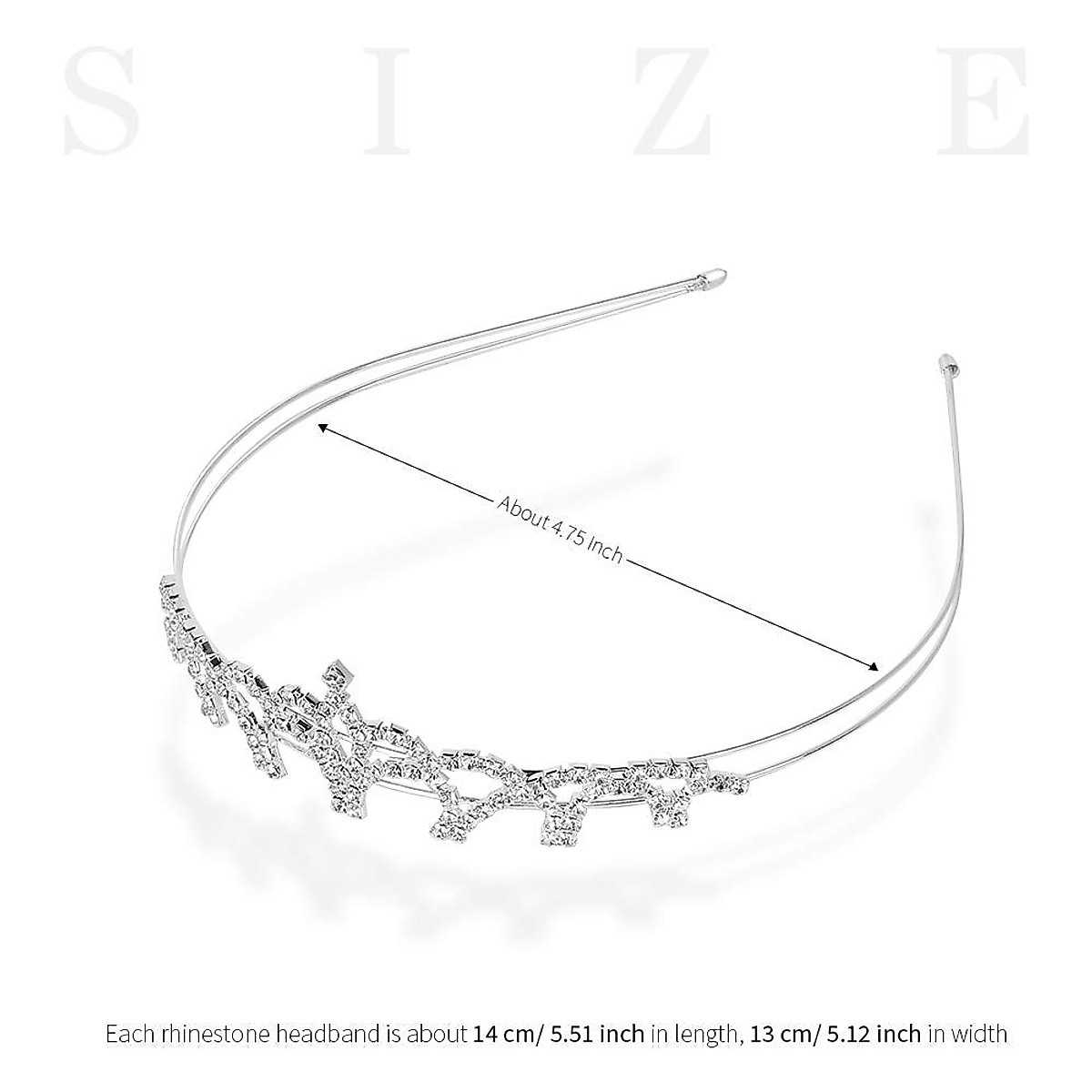 Teenitor 5Pcs Crystal Headband Set, Jewelry Rhinestone Women Girl Hair Style Accessories Wedding Party Tiara Headdress- Silver Tiara for Little Girls