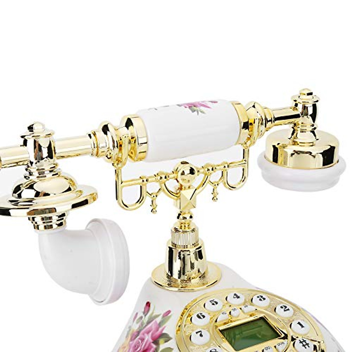 Antique Phones Corded Landline Telephone Retro Style Push Dial Ceramic Imitation Desk Telephone FSKDTMF Dual System for Home Office