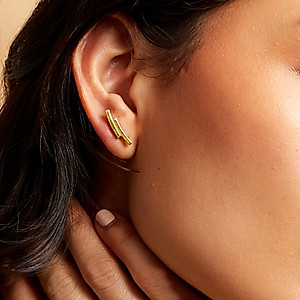 RS Pure by Ross-Simons 14kt Yellow Gold Mini Double-Curve Ear Climbers