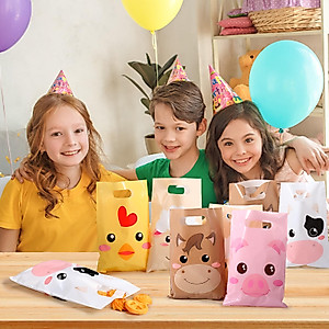 Blosssound 120 Pcs Farm Party Gift Bags Farm Birthday Favor Bags Farm Themed Candy Bags Farm Animal Goodie Bags for Boys Girls Farm Theme Birthday Baby Shower Party Supplies Decorations (Farm Animal)