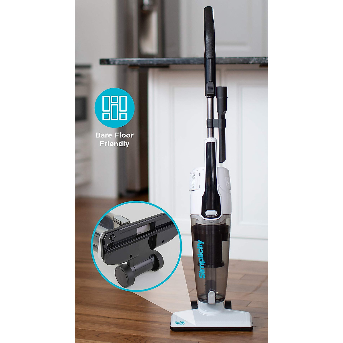 Simplicity Vacuums Corded Stick Vacuum Cleaner, Powerful Bagless Vacuum for Hardwood Floors with Two Speeds, Certified HEPA Filtration, S60 Spiffy