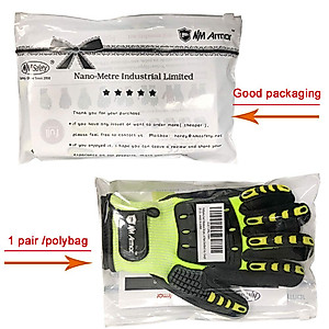 Nmsafety Anti Vibration Oil-proof Cut Resistant Safety Work Glove,Full finger,Yellow Nylon+HPPE+Glassfirbe Seamless Knitted Liner With Sandy Nitrile Rubber Palm,Excellent Grip. (Large)