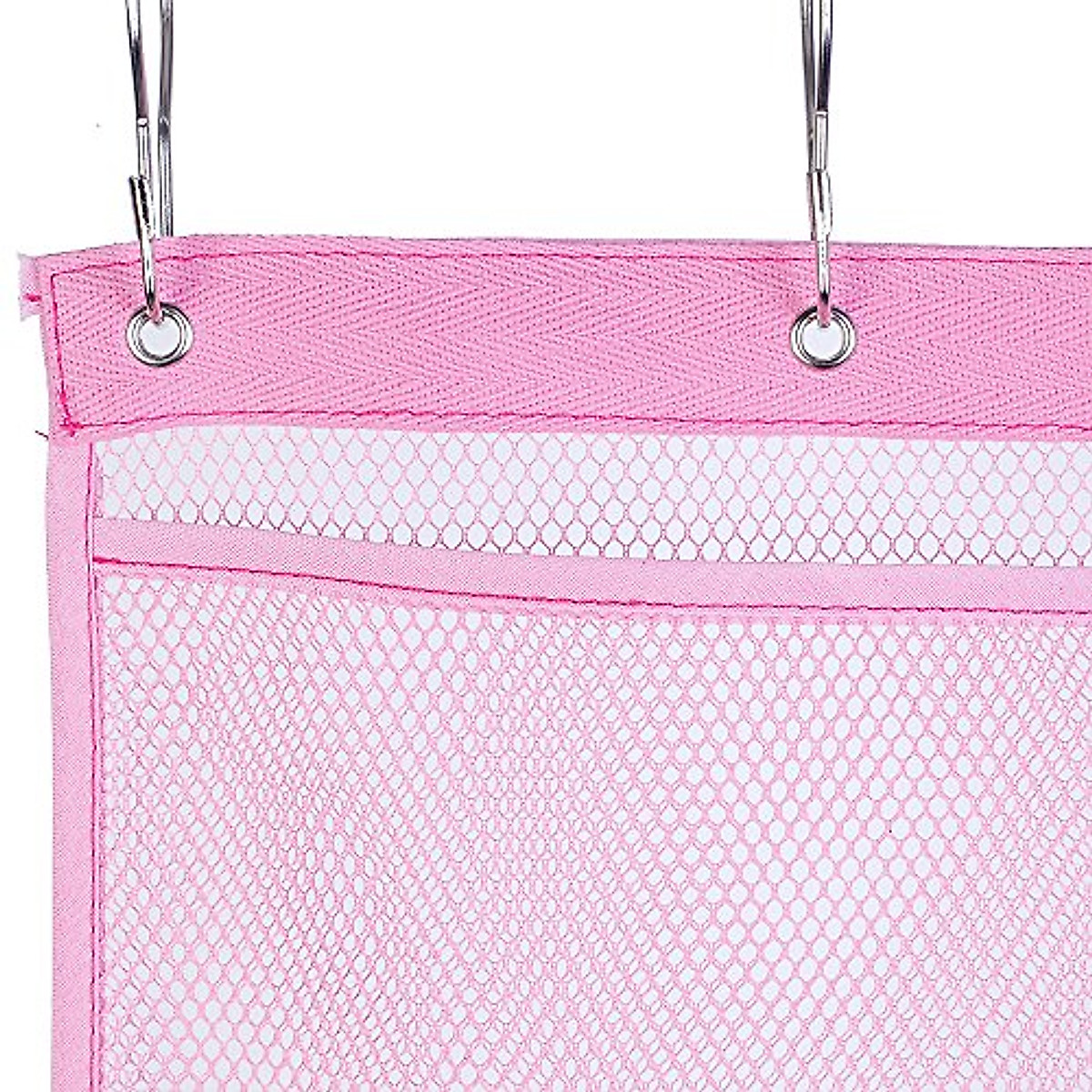 ALYER 6 Storage Pockets Hanging Mesh Shower Caddy,Space Saving Bathroom Accessories and Quick Dry Bath Organizer,Pink