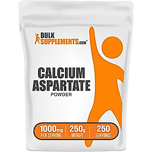 BulkSupplements.com Calcium Aspartate Powder - Calcium Supplement Powder - Calcium Aspartate 200mg - Vegan Calcium - 1000mg (200mg Calcium) per Serving, 250 Servings (250 Grams - 8.8 oz)
